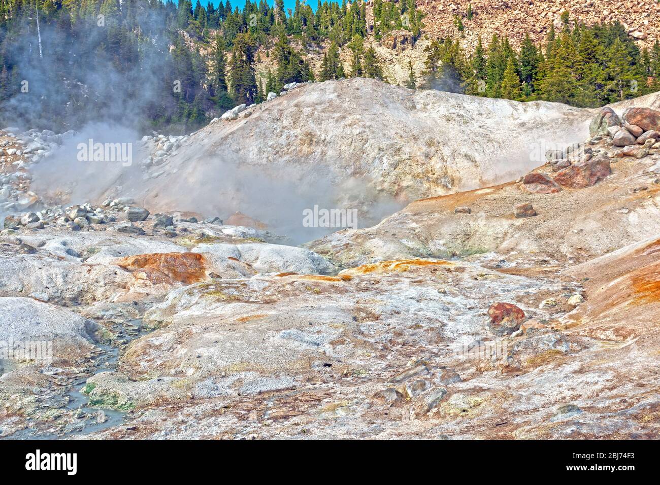 Steam and Sulfur Coated Rocks in a Hydrothermal Area in Lassen Volcanic ...
