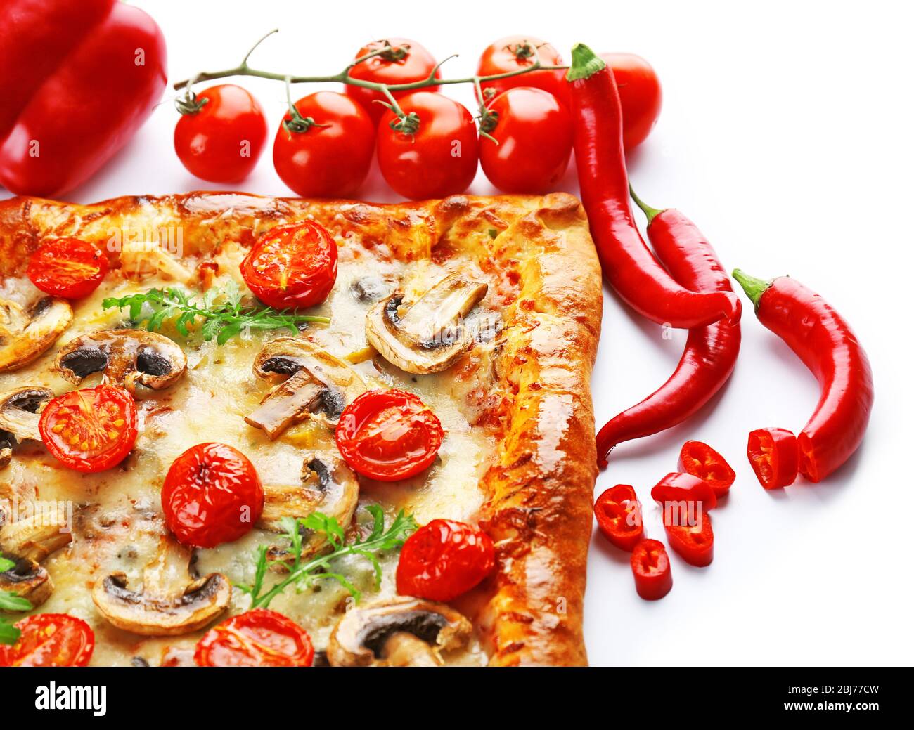 Freshly homemade pizza isolated on white Stock Photo - Alamy