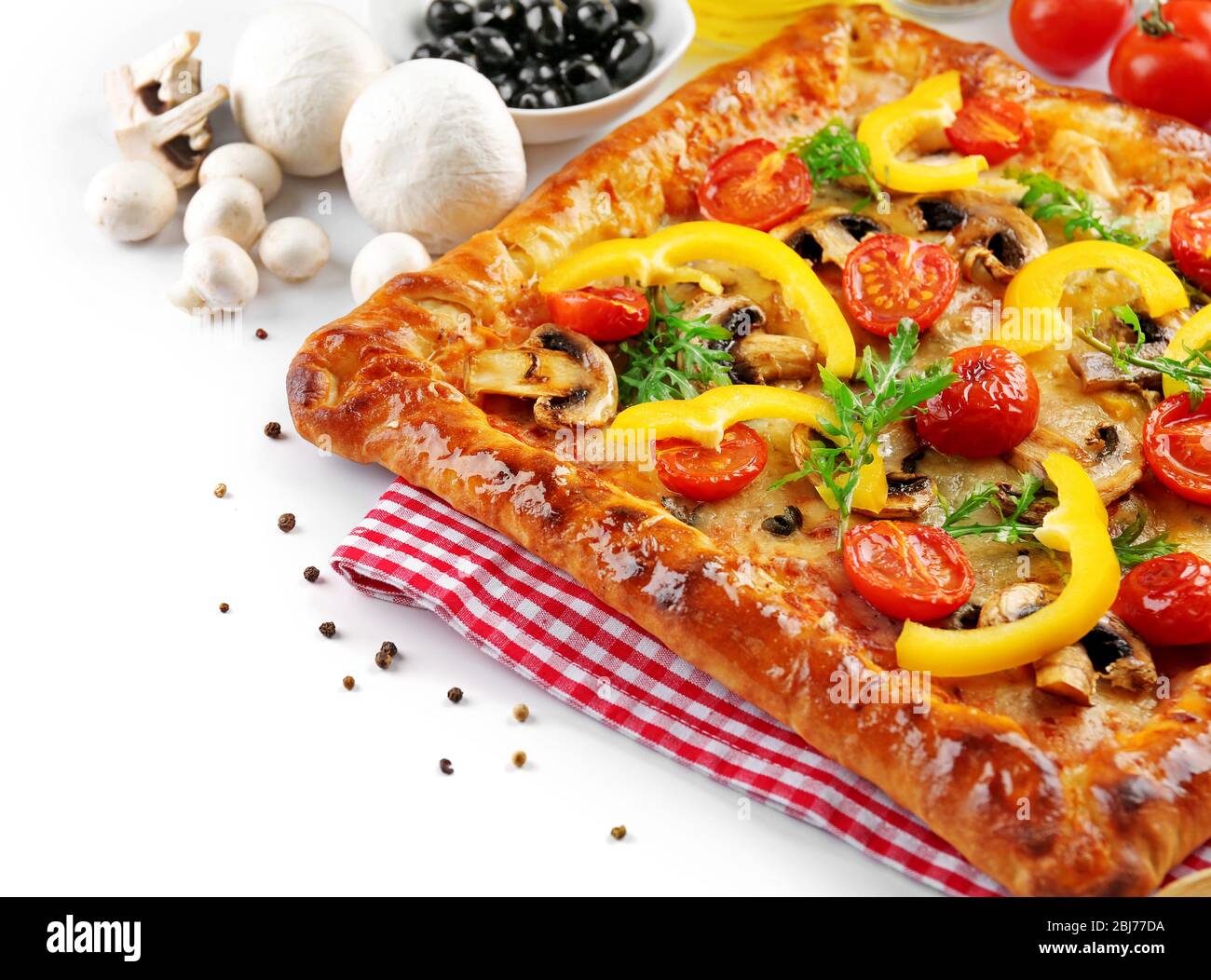Freshly homemade pizza isolated on white Stock Photo - Alamy