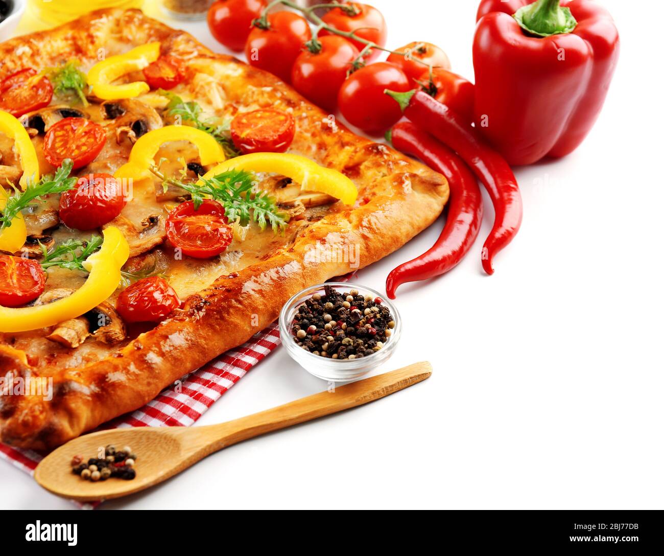 Freshly homemade pizza isolated on white Stock Photo - Alamy