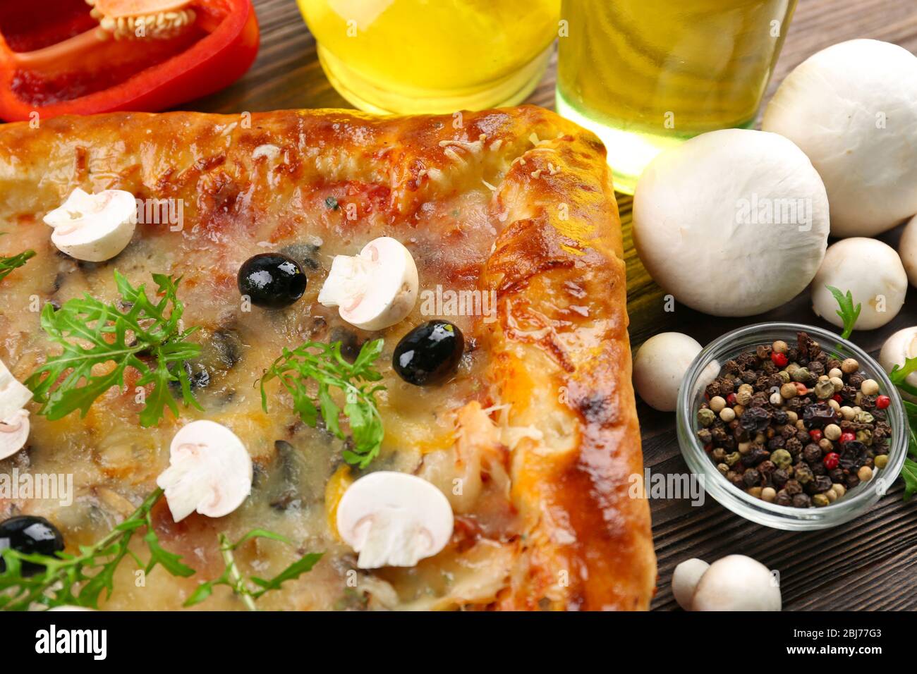 Freshly homemade pizza closeup Stock Photo - Alamy