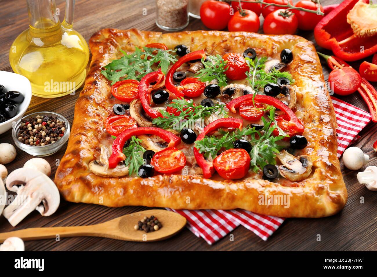 Freshly homemade pizza closeup Stock Photo - Alamy