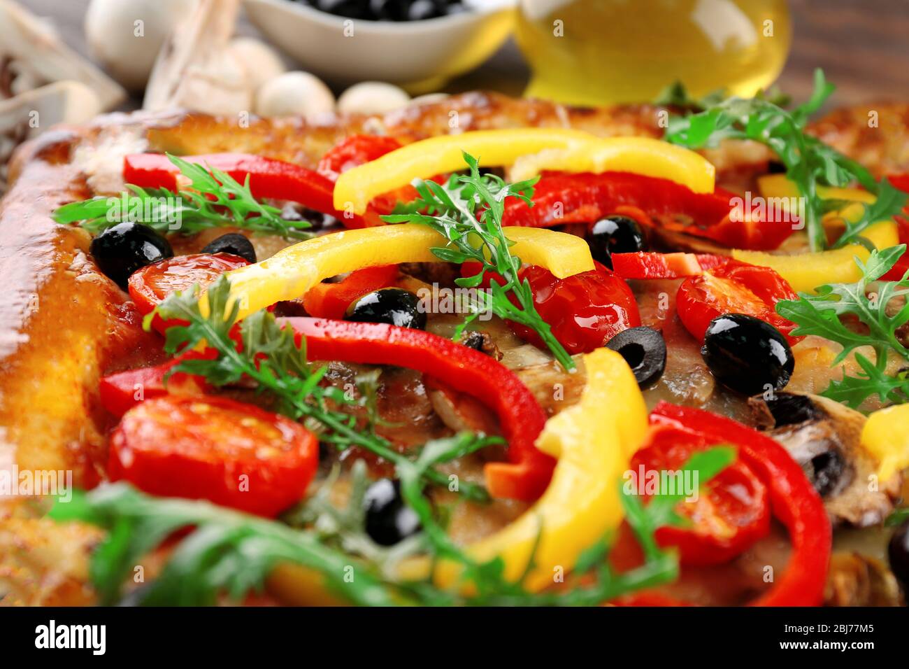 Freshly homemade pizza closeup Stock Photo - Alamy