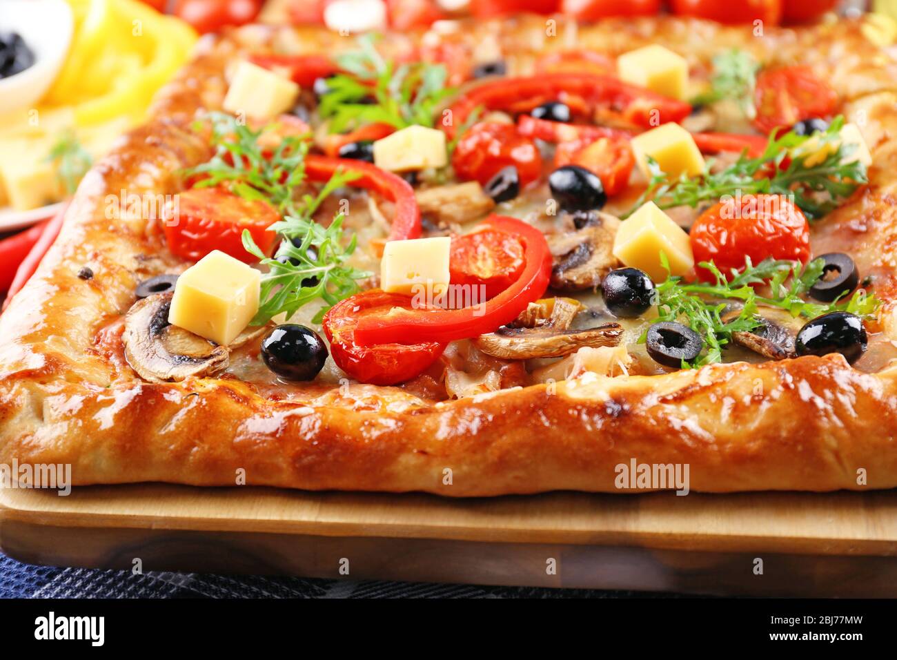 Freshly homemade pizza closeup Stock Photo - Alamy