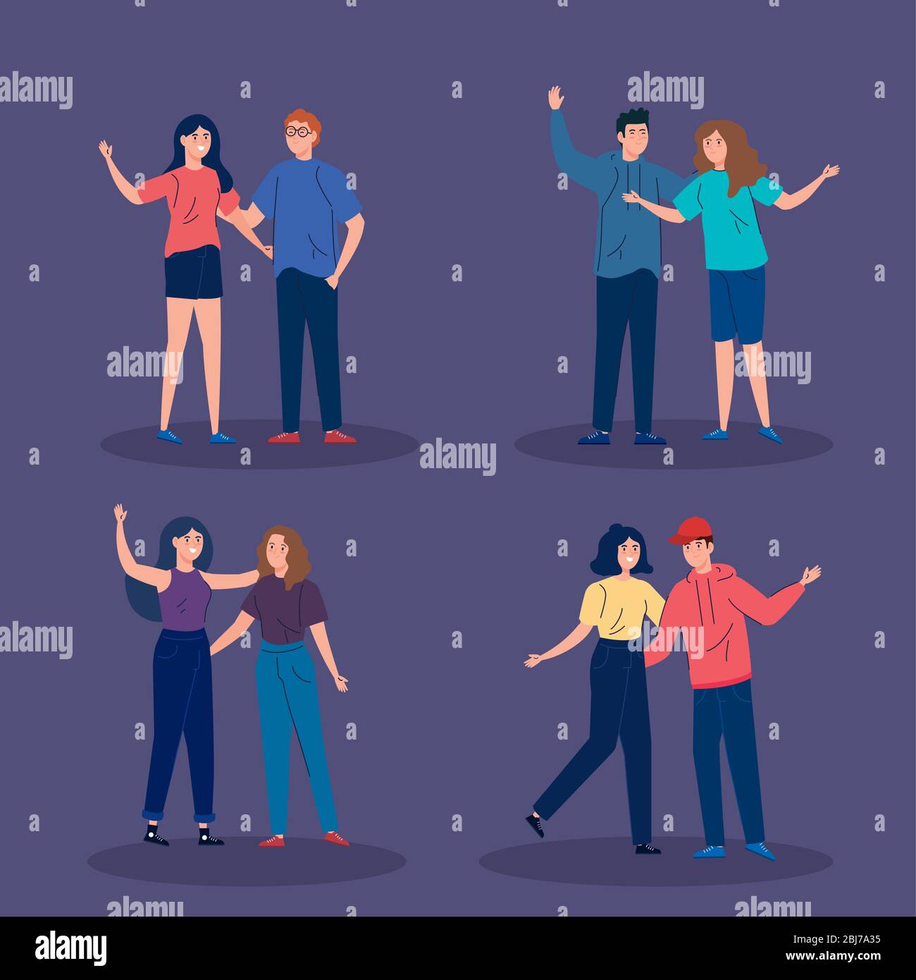 group young people together avatar characters Stock Vector Image & Art ...