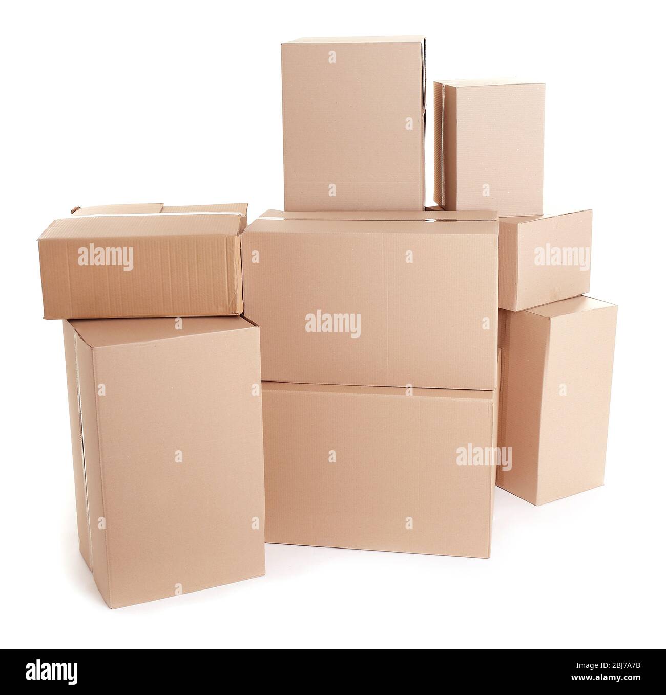 Set of cardboard boxes isolated on white Stock Photo - Alamy