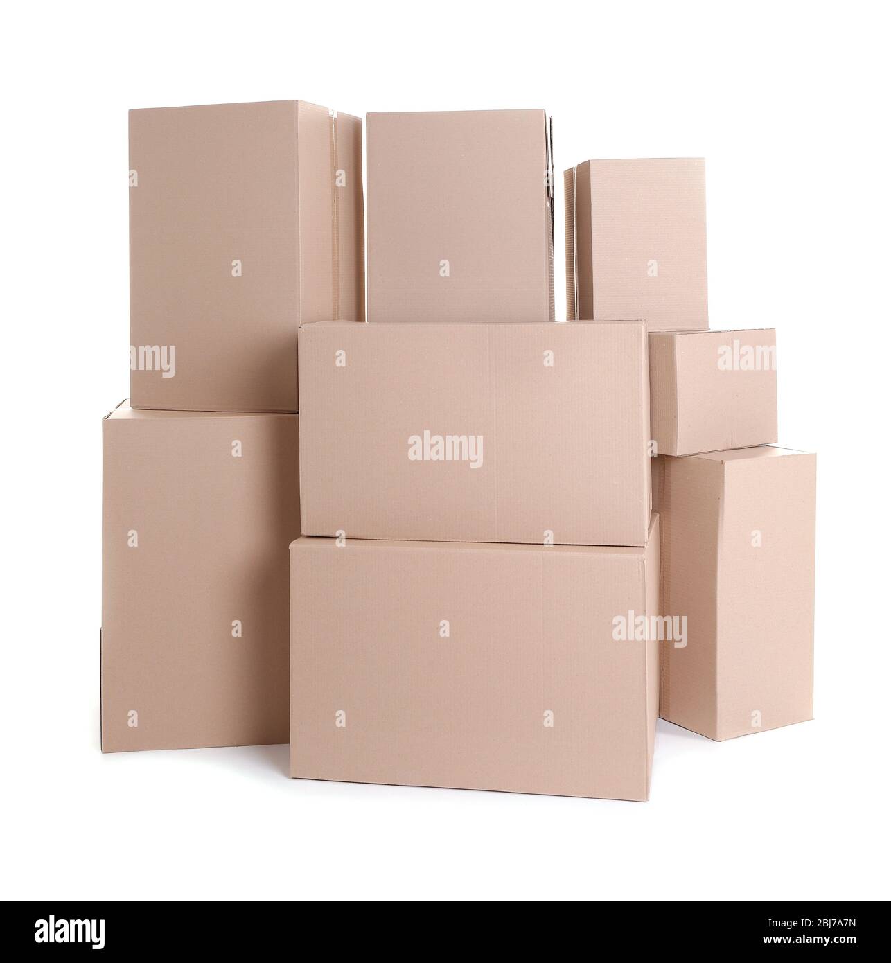 Set of cardboard boxes isolated on white Stock Photo - Alamy