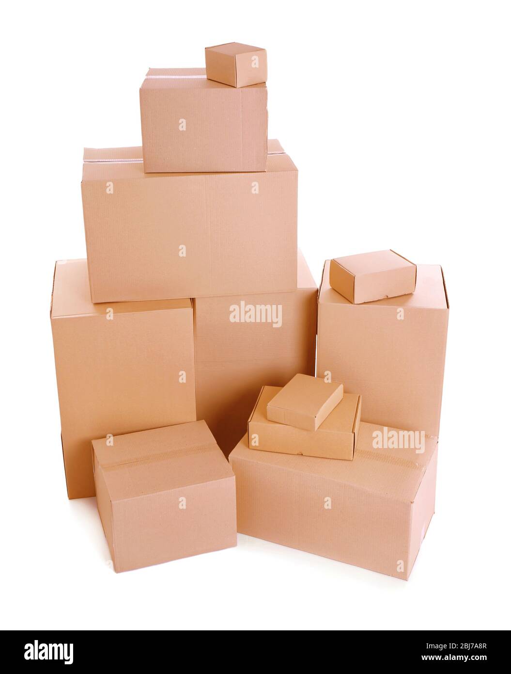 Set of cardboard boxes isolated on white Stock Photo - Alamy