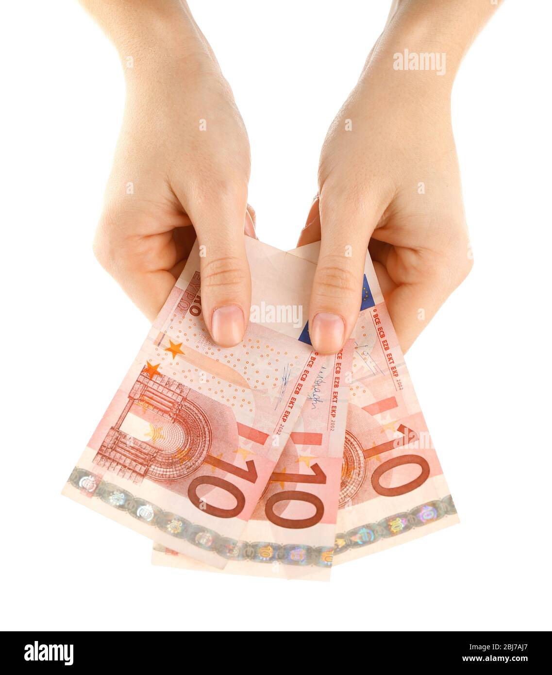 Hand holding euro money fan Cut Out Stock Images & Pictures - Alamy