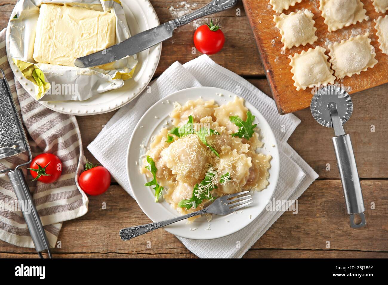 Plate of ravioli with rocket hi-res stock photography and images - Alamy