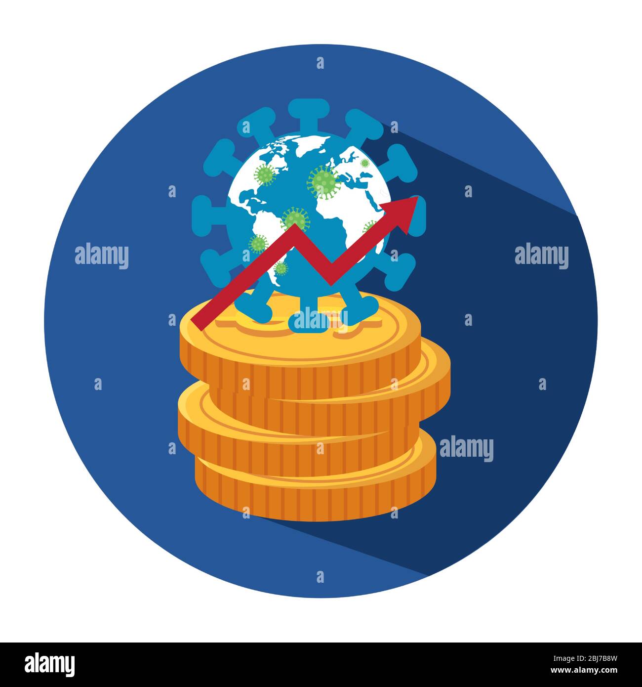 stock market variation by covid 19 with pile coins and icons Stock ...
