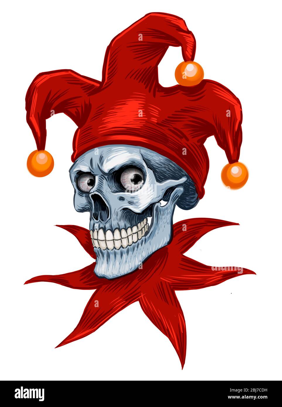 Dead jester skull in hat. Digital illustration Stock Photo - Alamy