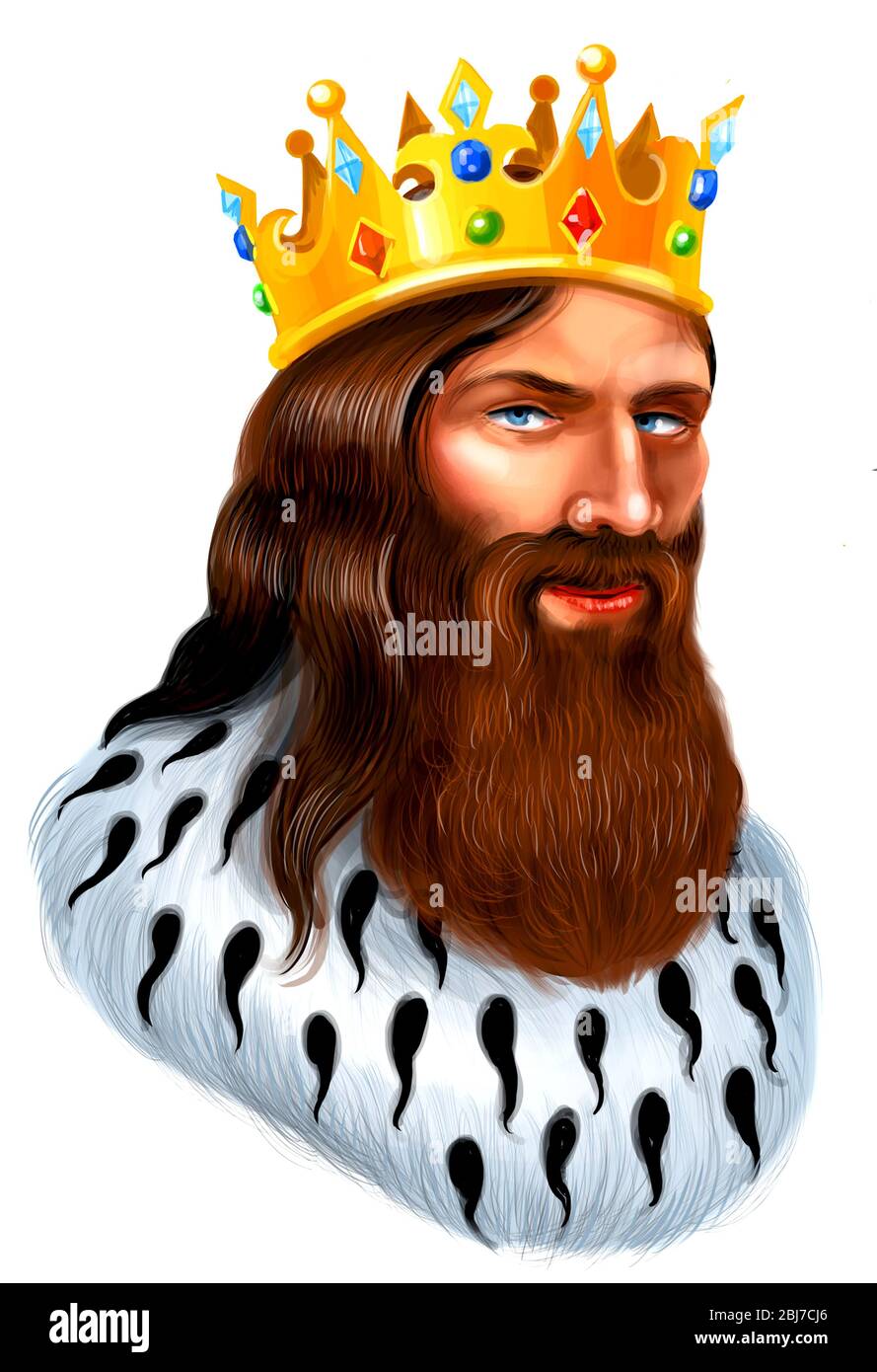 Medieval king in golden crown. Digital illustration Stock Photo - Alamy