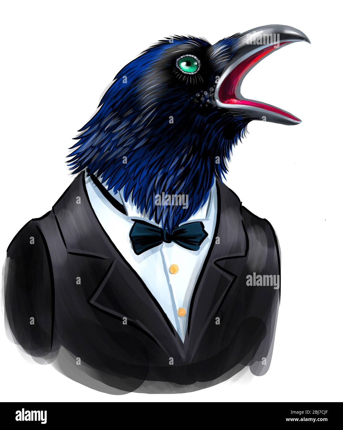 Singing crow bird. Digital illustration Stock Photo - Alamy