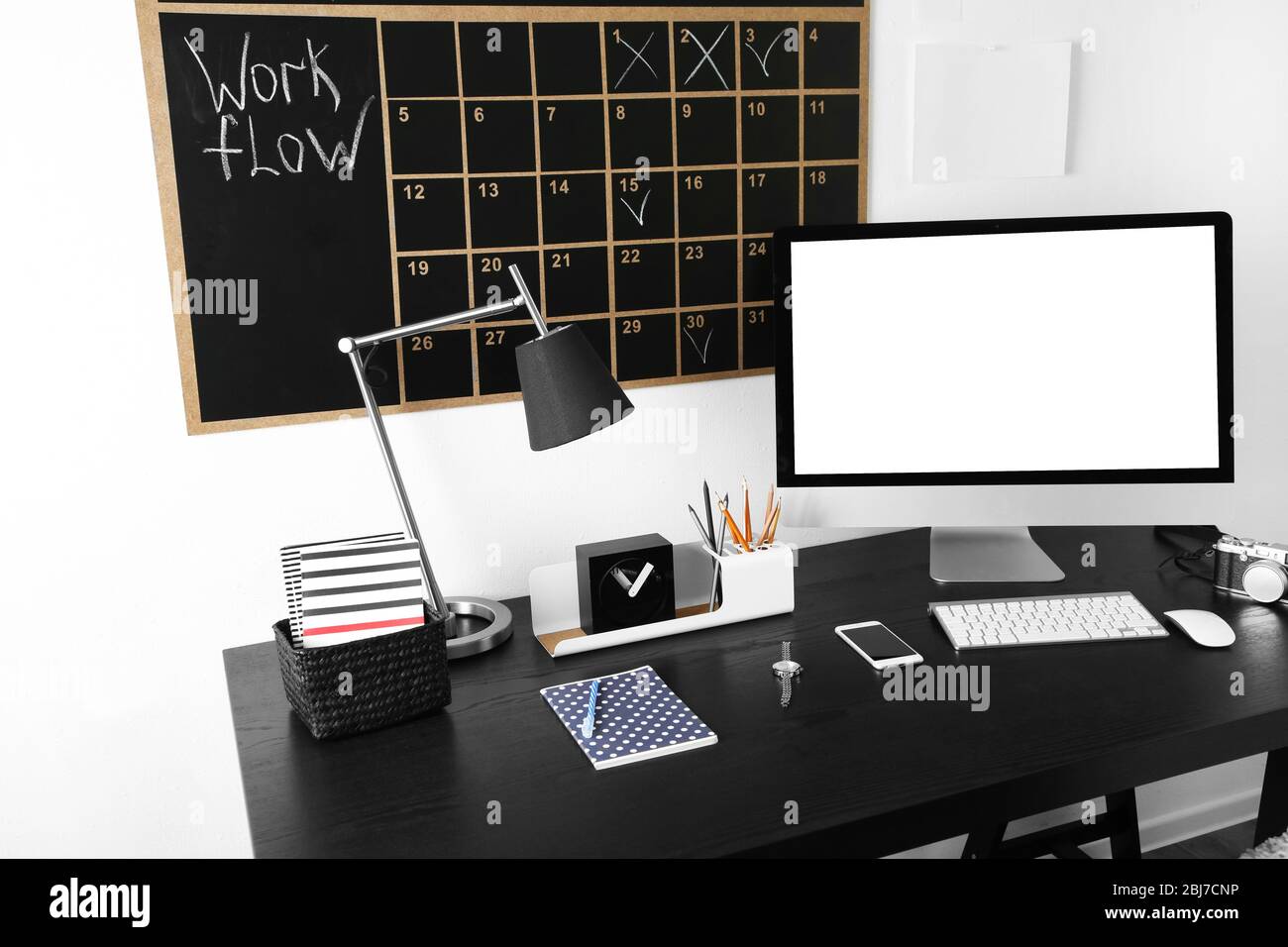 Comfortable workplace with modern computer Stock Photo - Alamy
