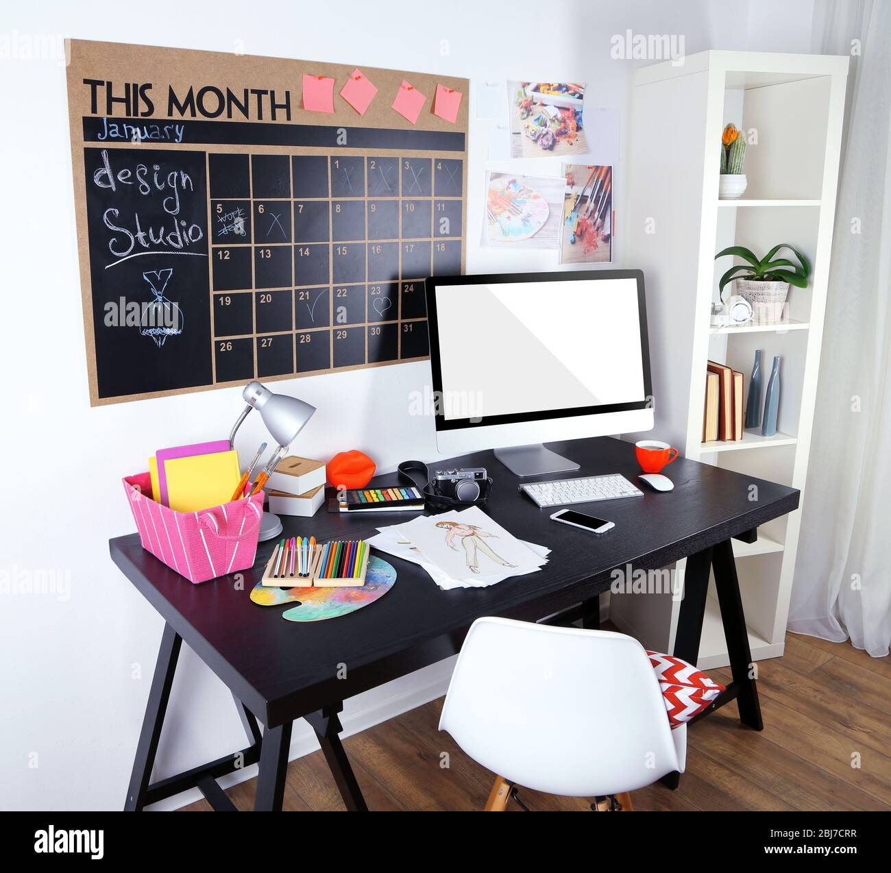 Comfortable workplace with modern computer Stock Photo - Alamy