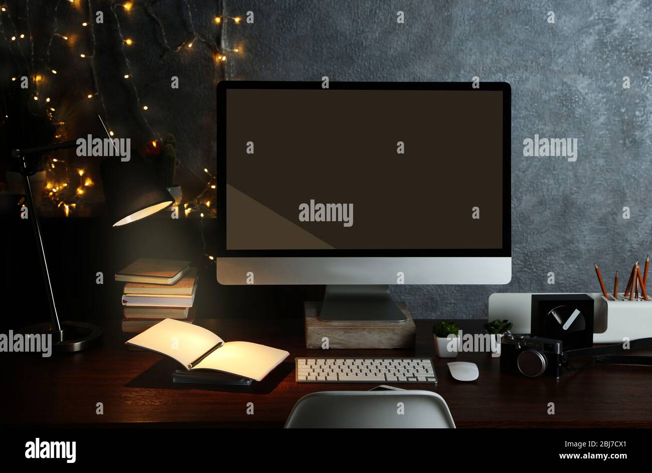 Comfortable workplace with modern computer Stock Photo - Alamy