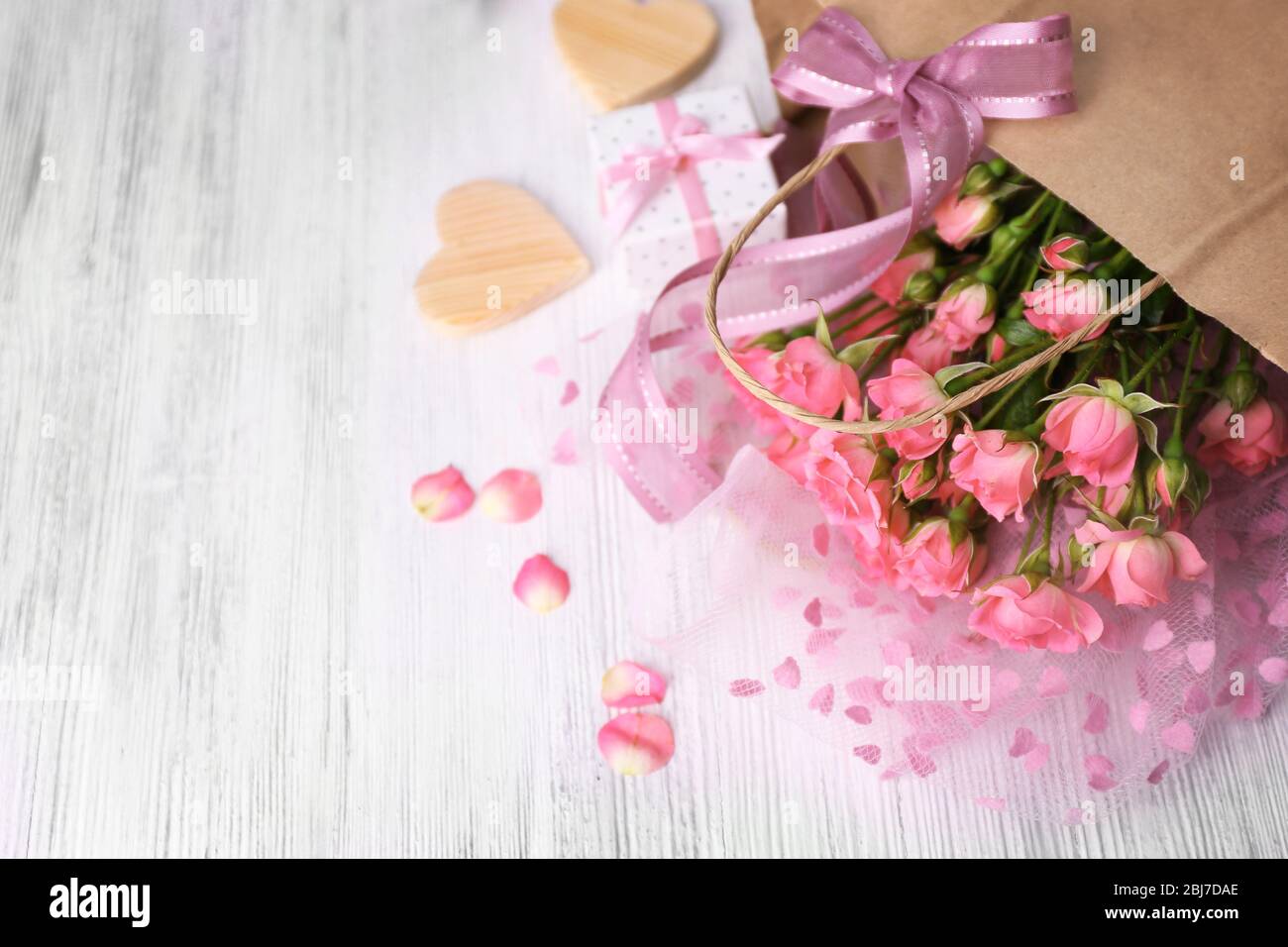 Beautiful romantic composition with flowers. St. Valentines Day ...