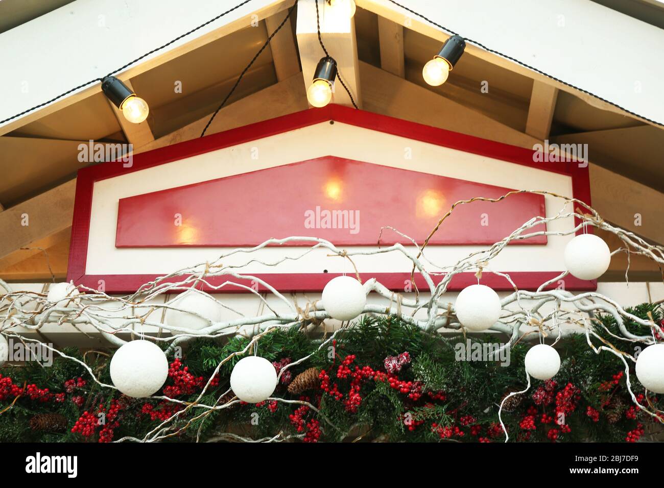 Signboard on kiosk at traditional Christmas fair Stock Photo - Alamy