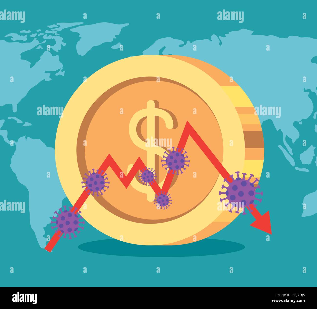 stock market variation by covid 19 with coin and world planet Stock ...