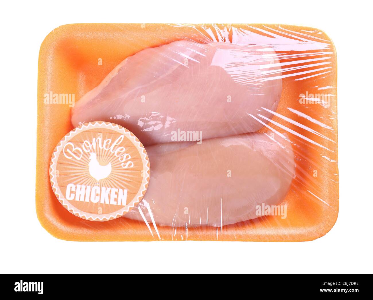 Packed pieces of chicken meat, isolated on white Stock Photo - Alamy