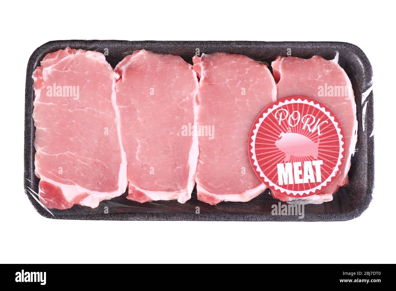 Packed pieces of pork meat, isolated on white Stock Photo - Alamy