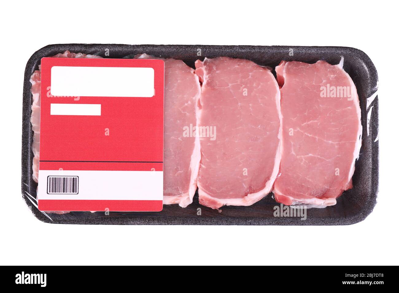 Packed pieces of pork meat, isolated on white Stock Photo - Alamy