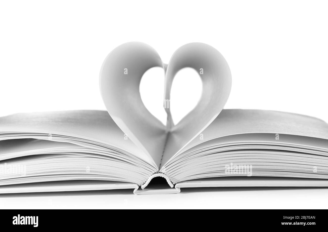 Heart from book pages on light grey background Stock Photo - Alamy