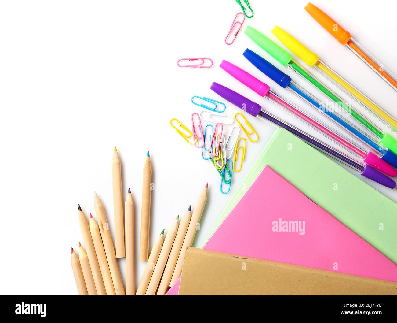 Set of stationery isolated on white Stock Photo - Alamy