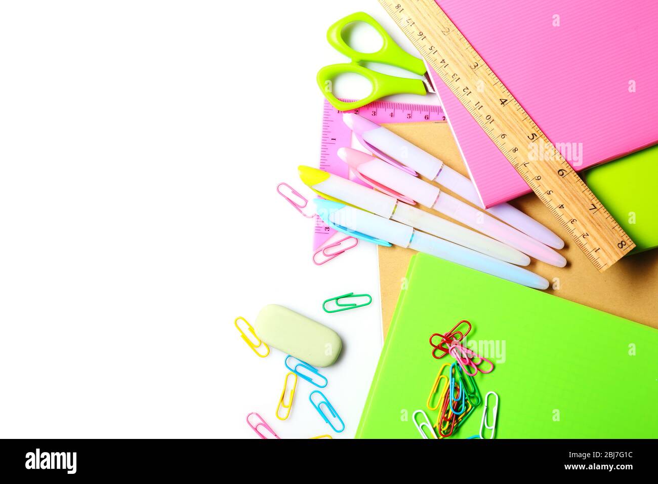 Set of stationery isolated on white Stock Photo - Alamy