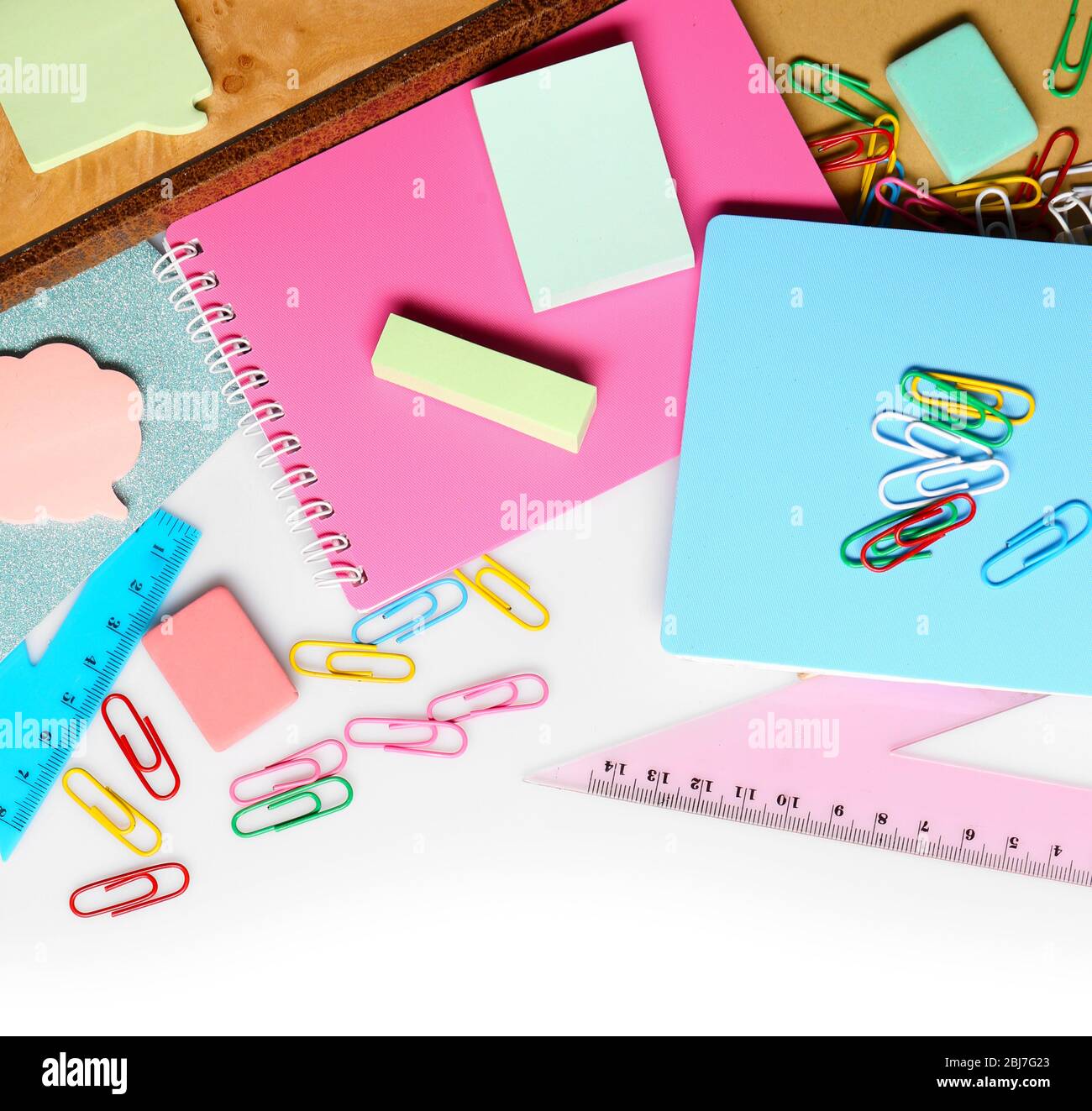 Set of stationery isolated on white Stock Photo - Alamy