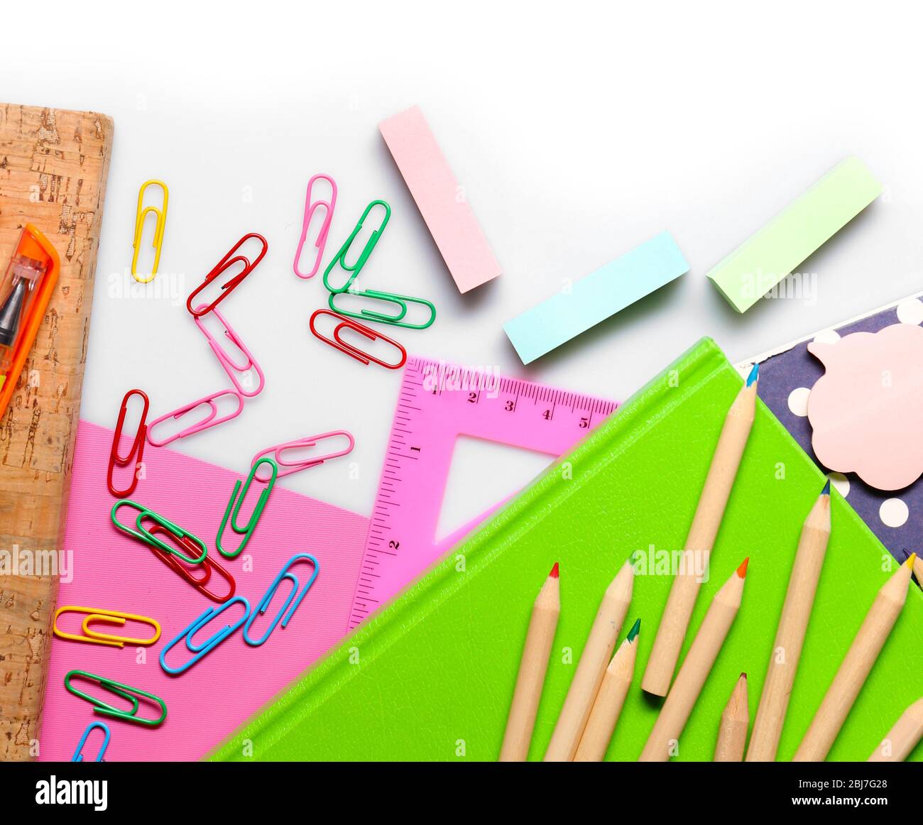 Set of stationery isolated on white Stock Photo - Alamy