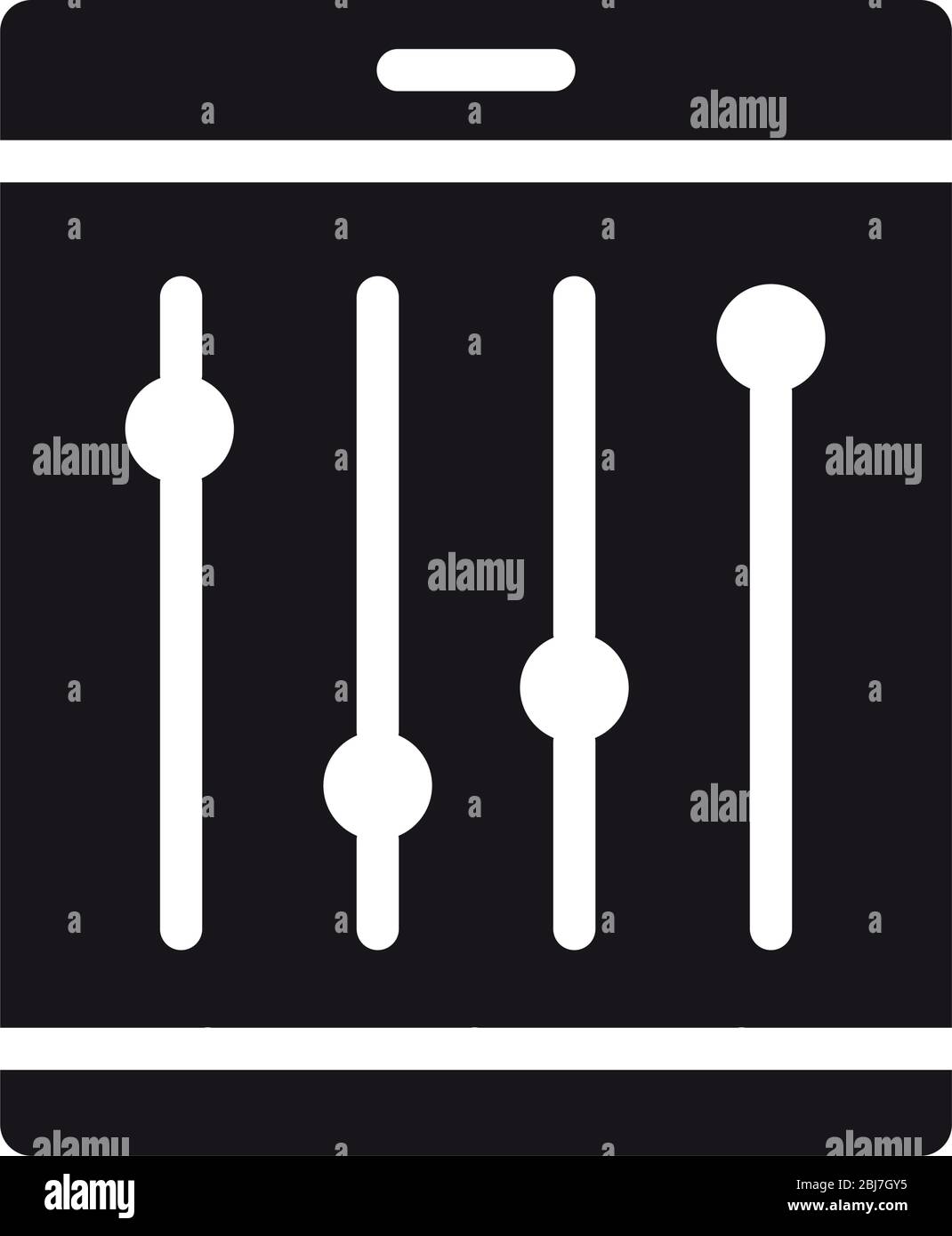 smartphone app buttons concept, control center button icon over white ...