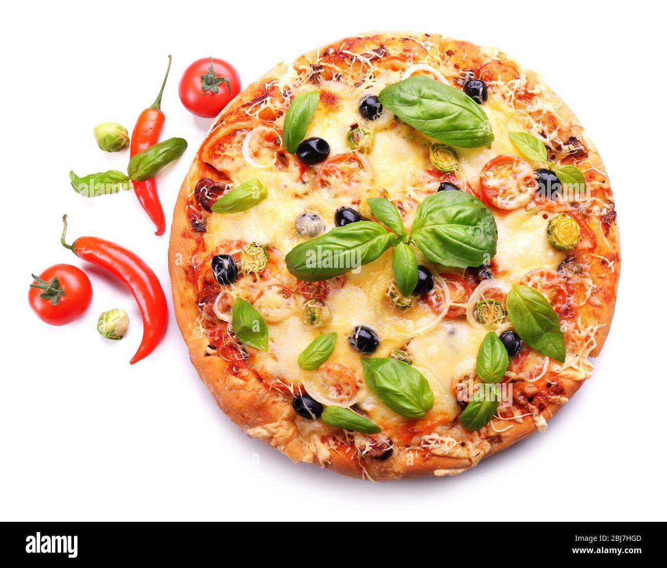 Delicious fresh pizza isolated on white Stock Photo - Alamy