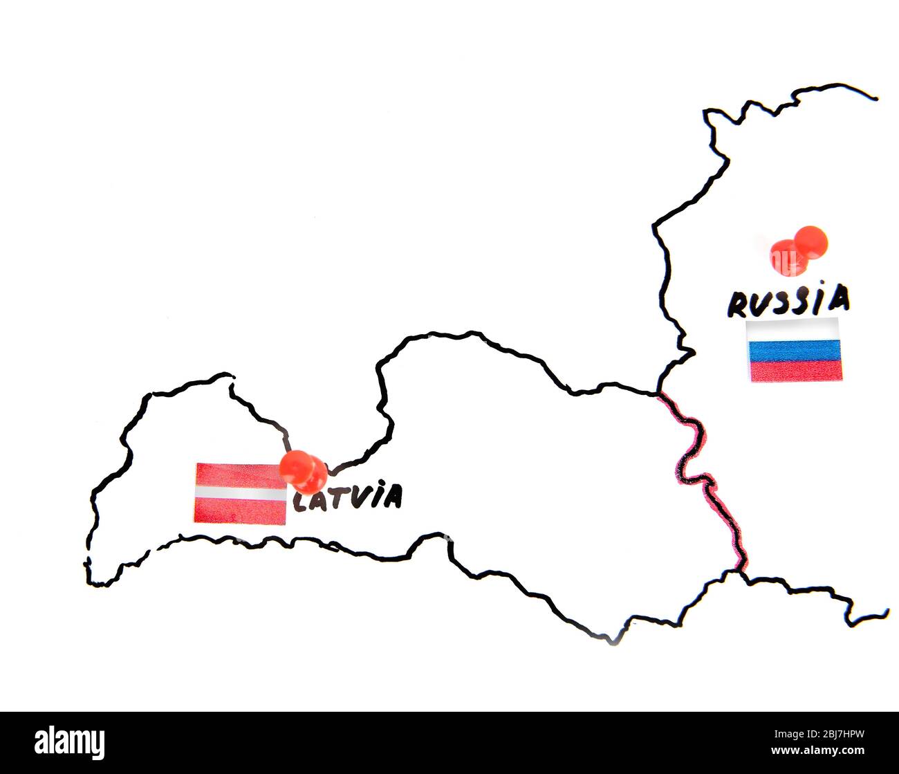 Map of Latvia and Russia - territorial dispute concept Stock Photo - Alamy