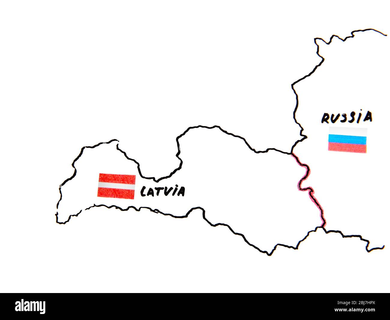 Map of Latvia and Russia - territorial dispute concept Stock Photo - Alamy