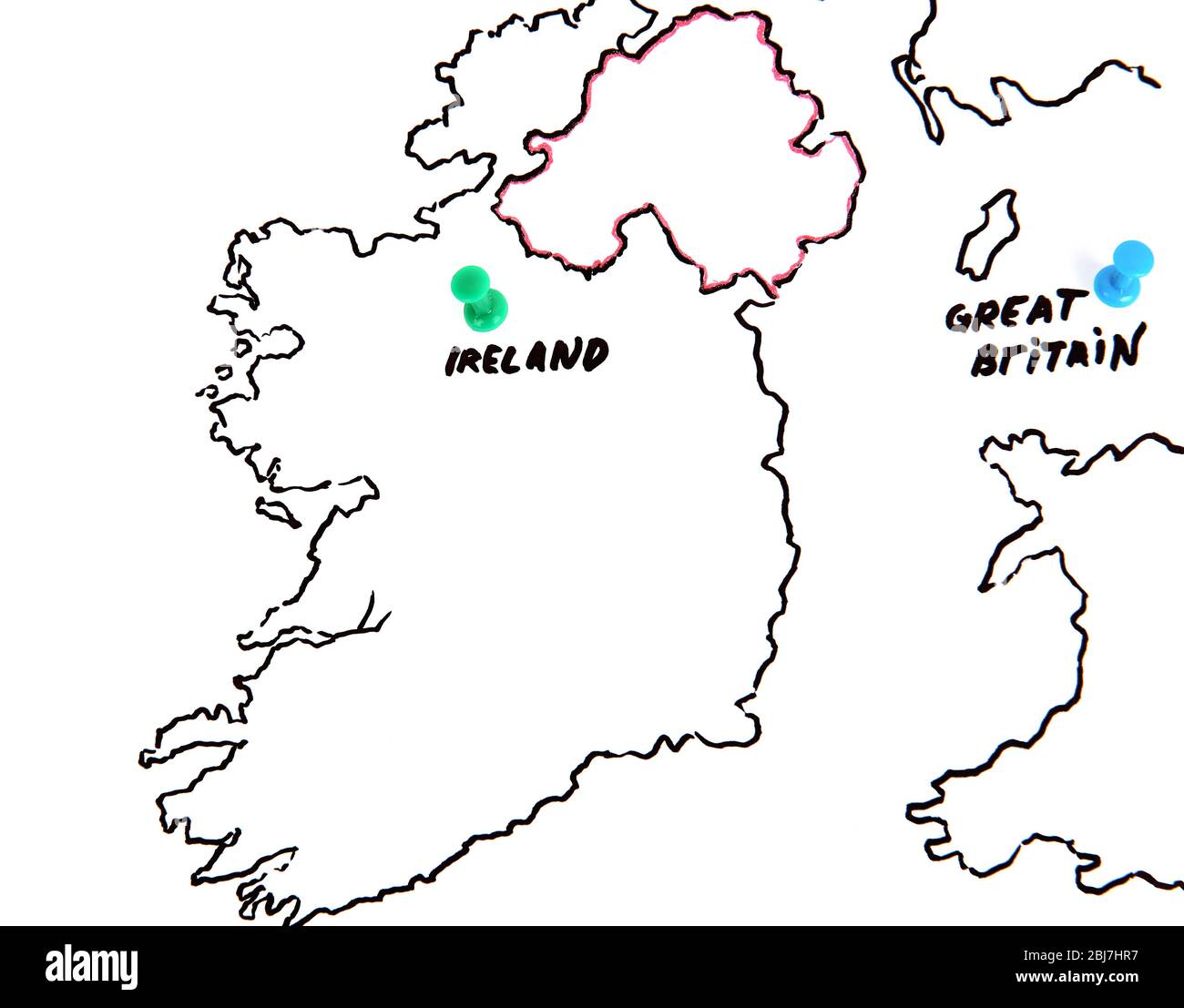 Map of Ireland and United Kingdom - territorial dispute concept Stock ...