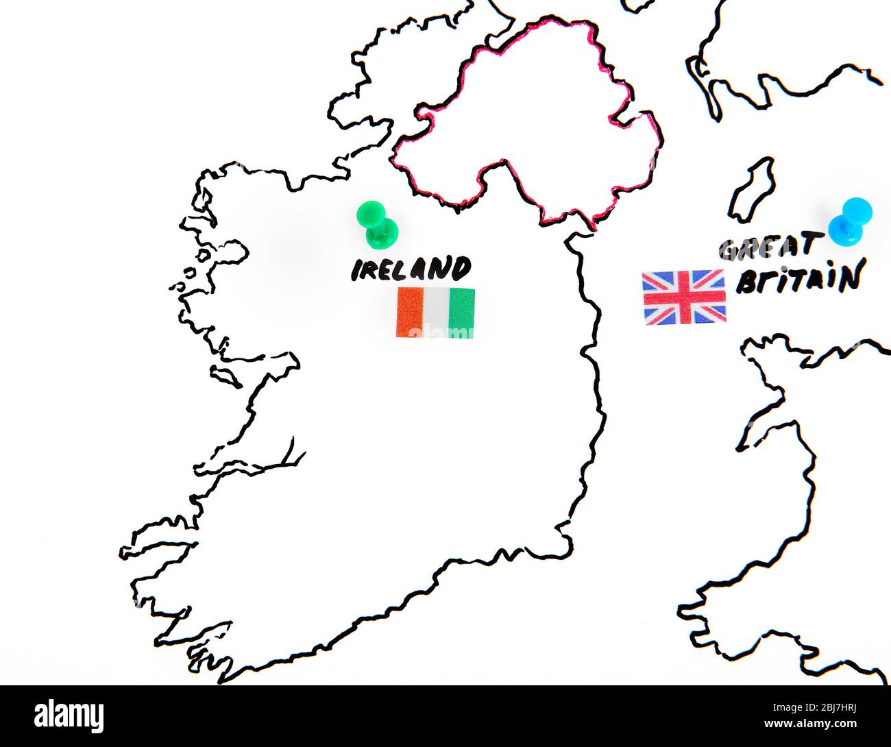 Map of Ireland and United Kingdom - territorial dispute concept Stock ...