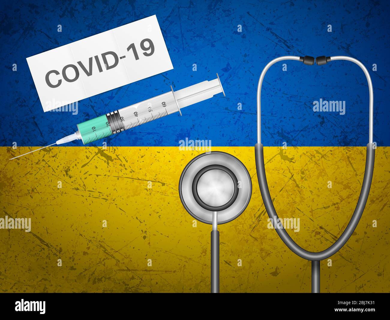 Medical equepment on Ukraine flag background. Vector illustration Stock ...
