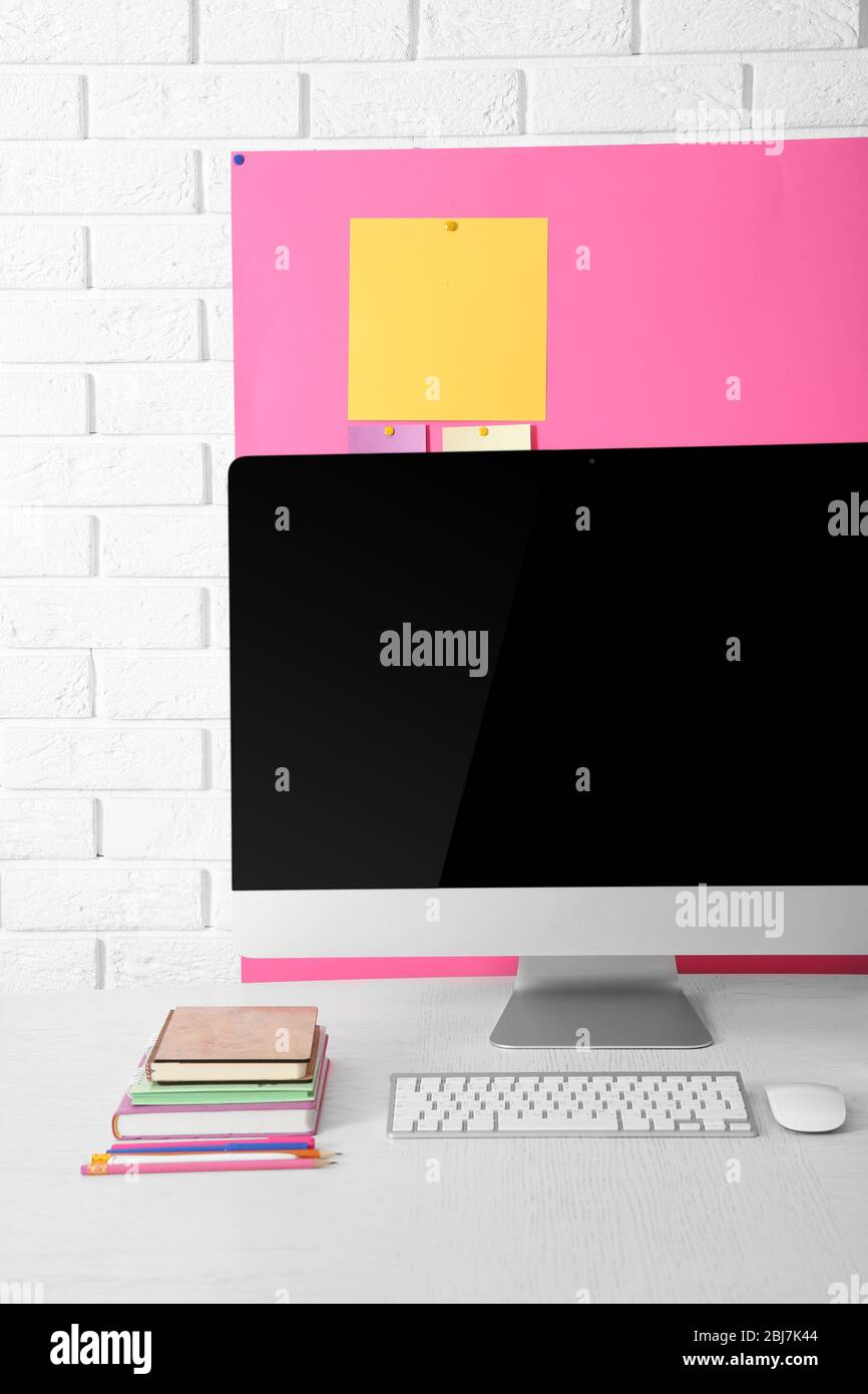Workplace with modern computer, close up Stock Photo - Alamy