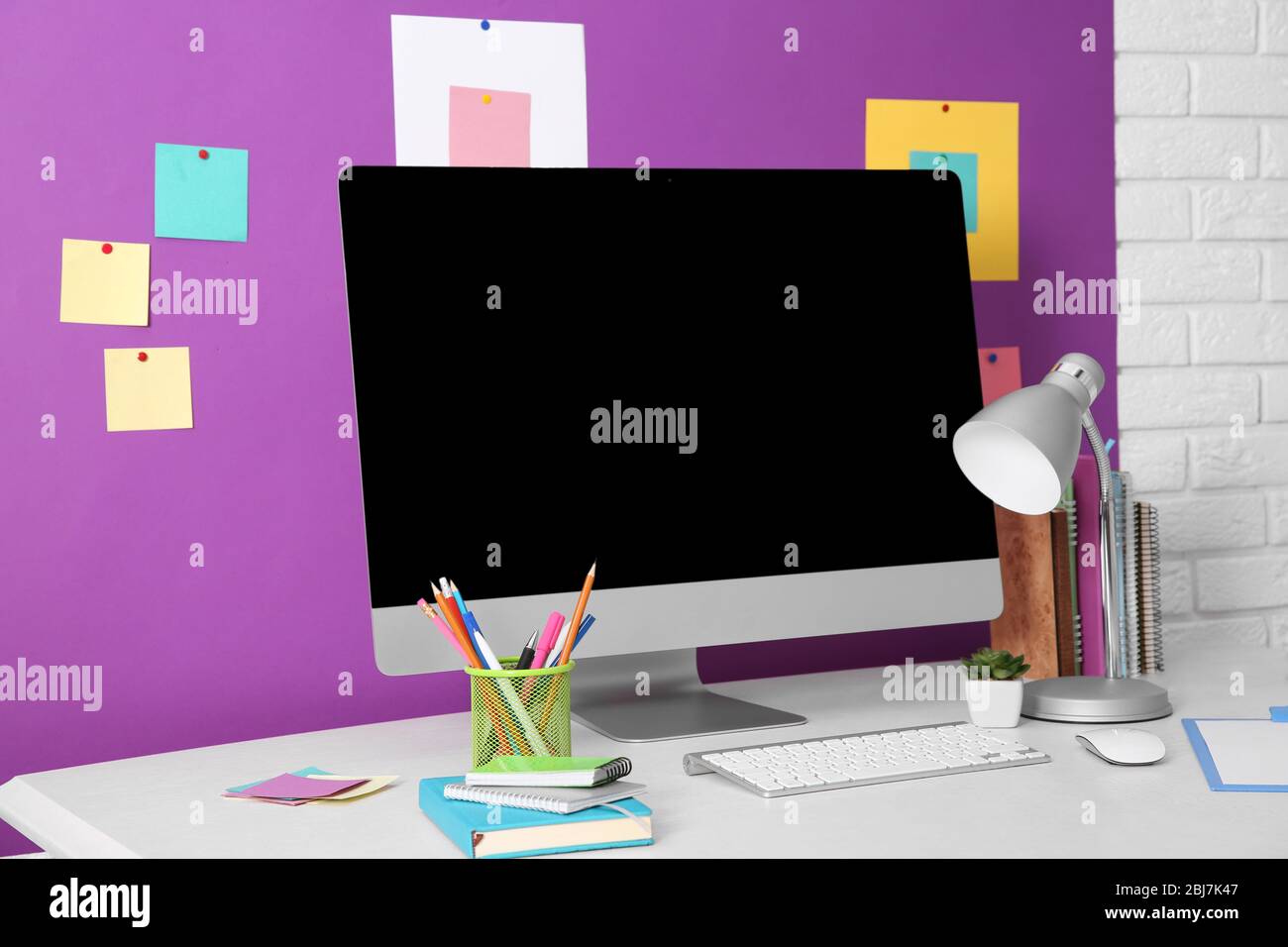 Workplace with modern computer, close up Stock Photo - Alamy