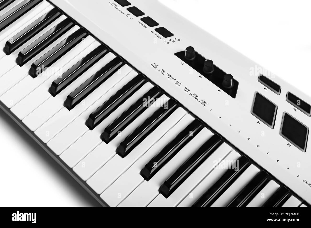 Keyboard of synthesizer closeup Stock Photo - Alamy