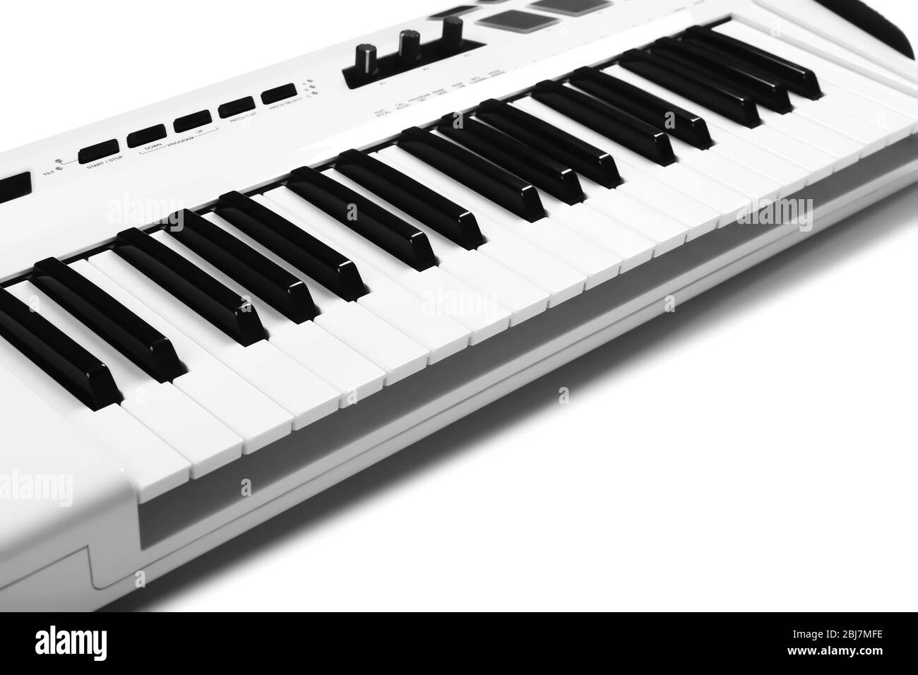 Keyboard of synthesizer closeup Stock Photo - Alamy