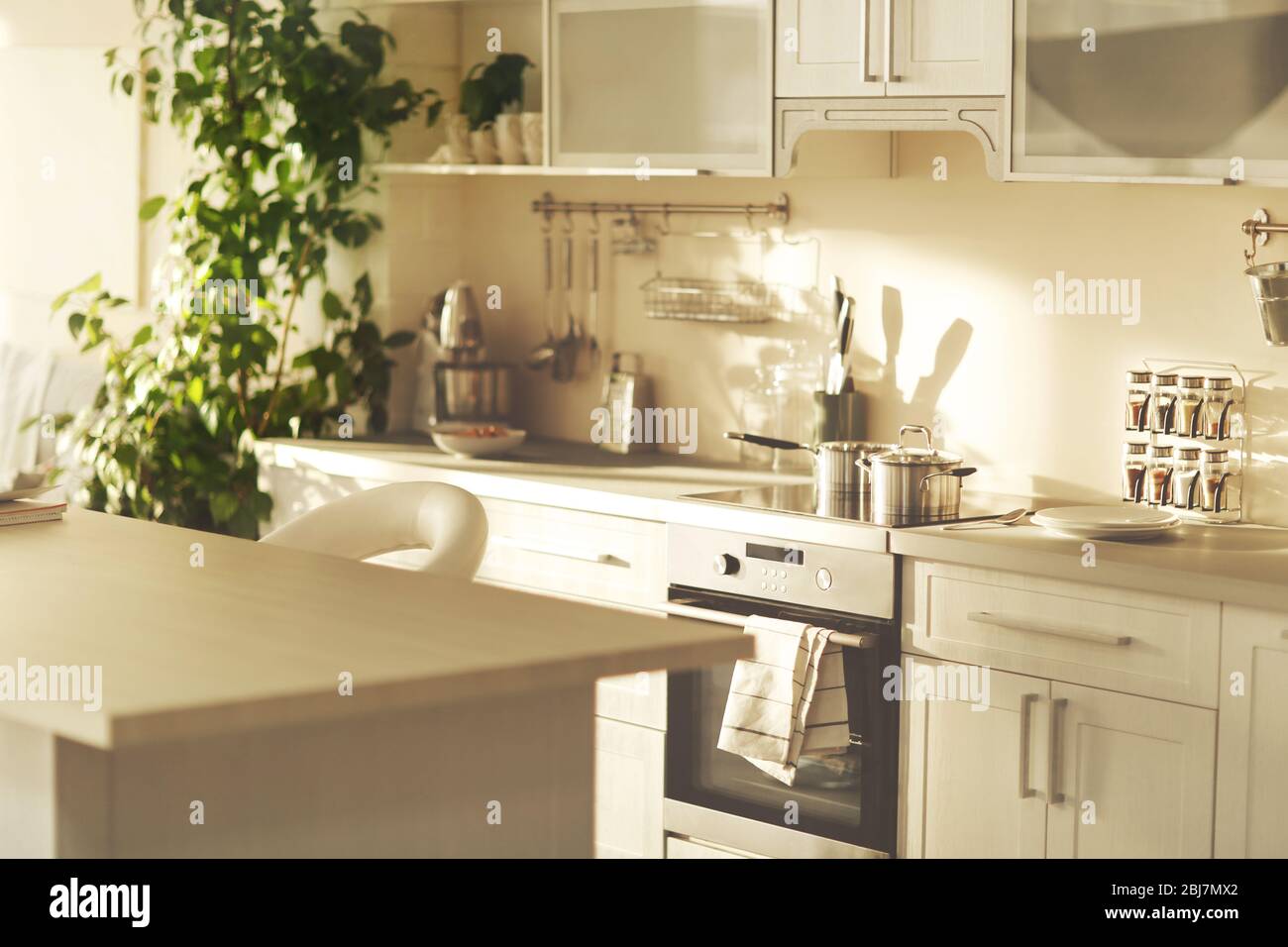Modern beautiful kitchen interior Stock Photo - Alamy