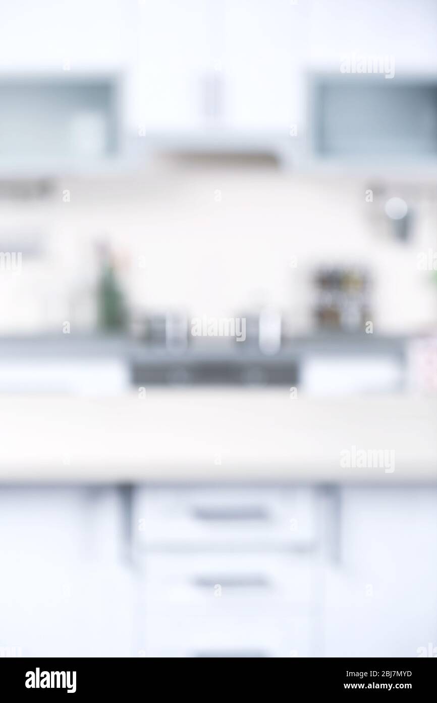 Modern kitchen interior, blurred Stock Photo - Alamy