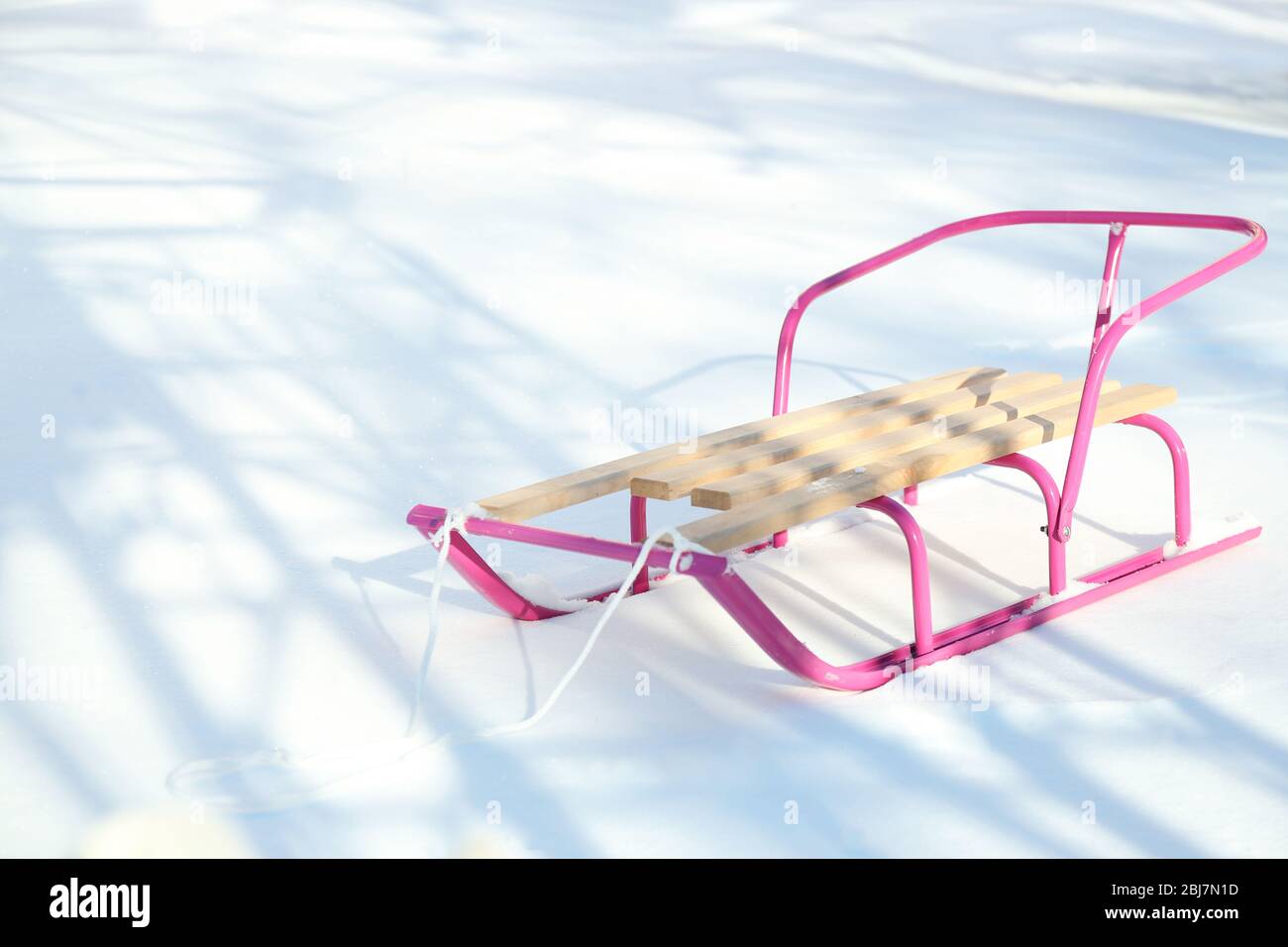 Wooden sled on snow, outdoor Stock Photo - Alamy