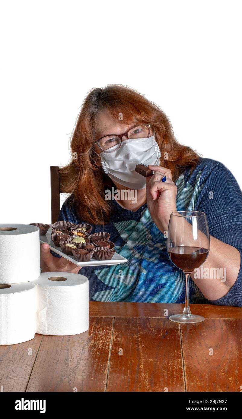 A woman is prepared to make the best of home lock down during covid-19 ...