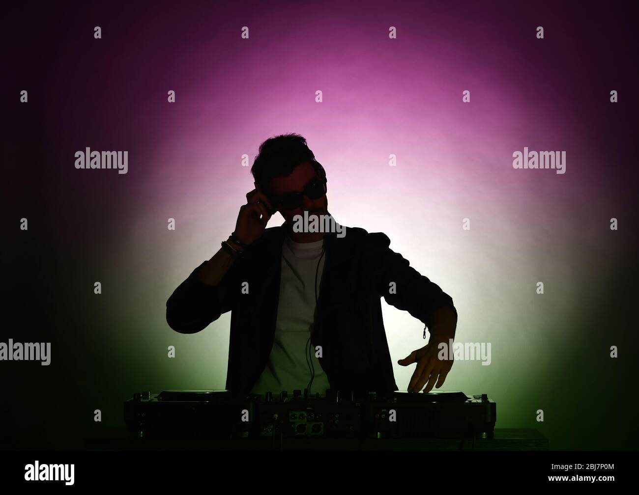 Dj black silhouette record hi-res stock photography and images - Alamy
