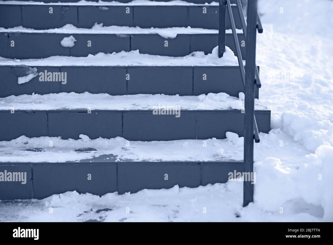 Snow covered stairs Stock Photo - Alamy
