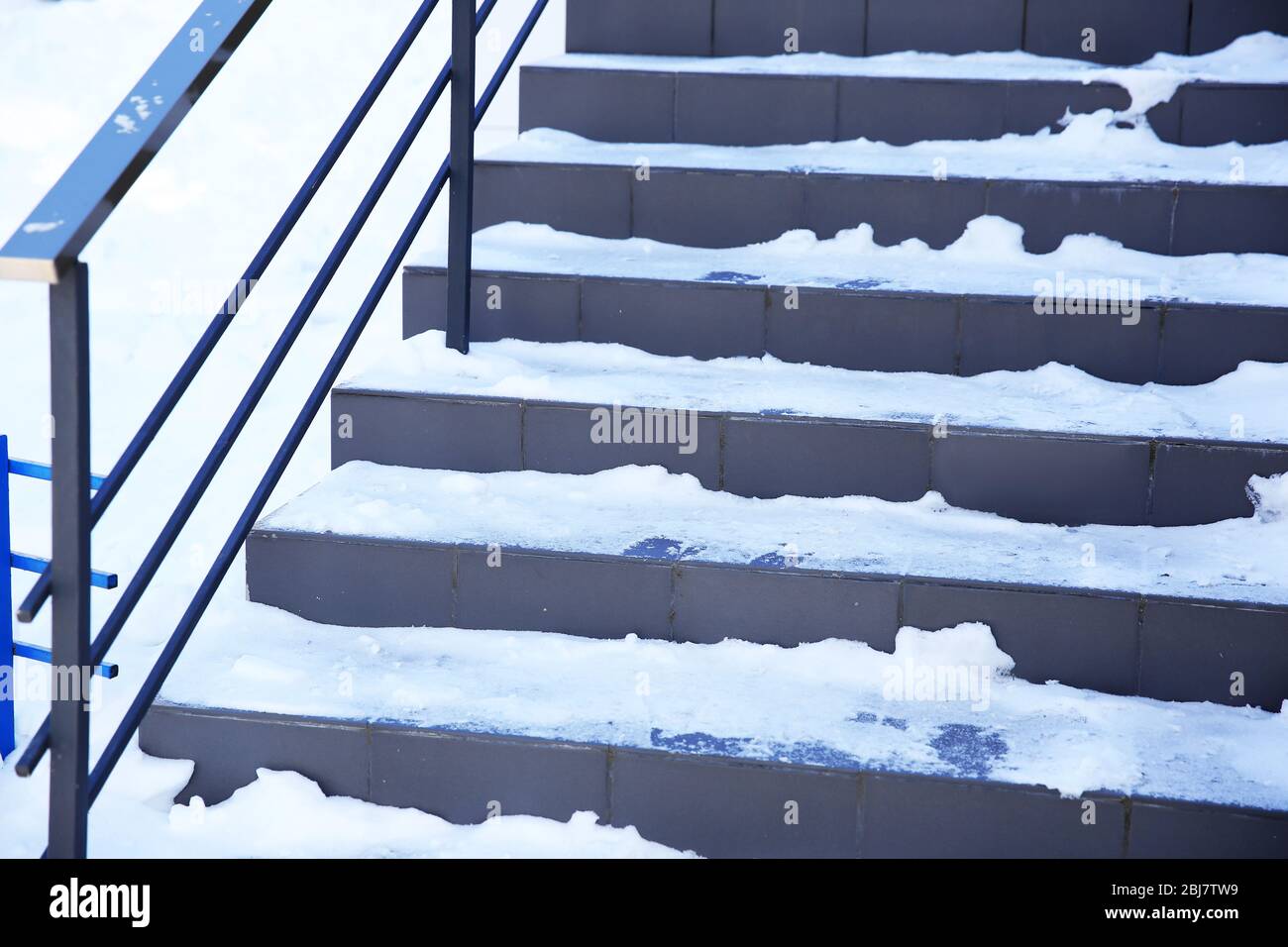 Snow covered stairs Stock Photo - Alamy